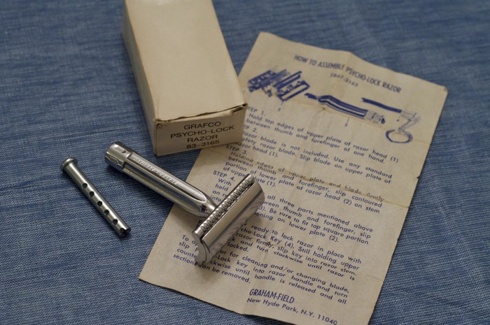 A DE razor that requires a key to remove the blade. Made for use in ...